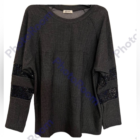 Blumin | Tops | Blumin Apparel Black Stripe Pewter Embellishments Long ...